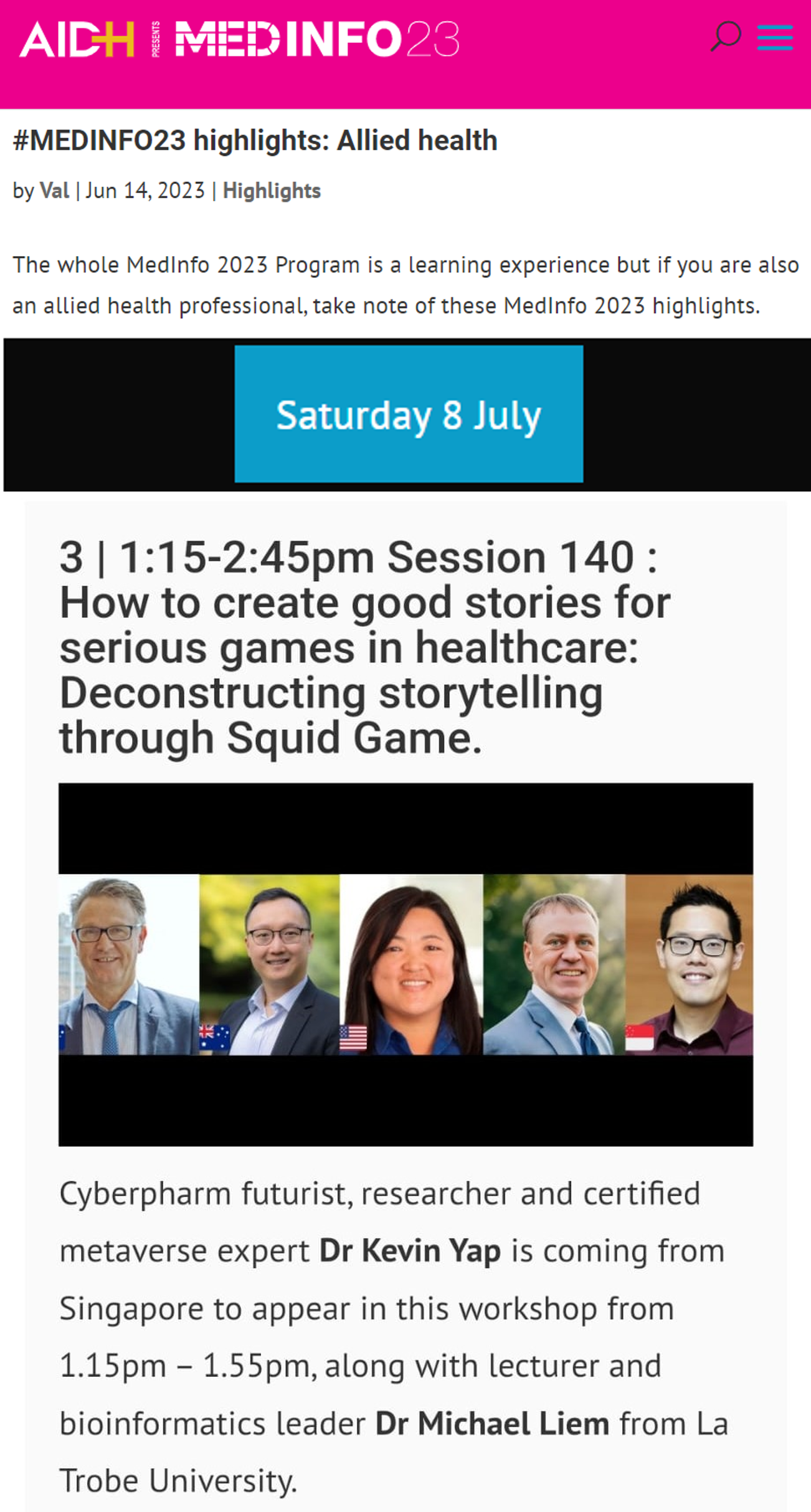 MedInfo23 Workshop – How To Create Good Stories for Serious Games in ...